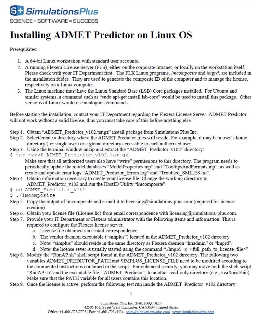 Installing ADMET Predictor on Linux OS - Simulations Plus