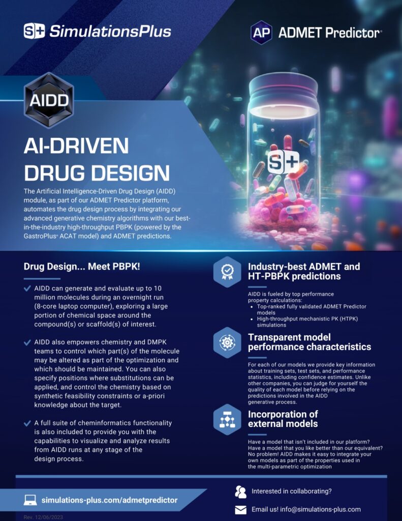 AP AI-Driven Drug Design (AIDD) Module Flyer - Simulations Plus