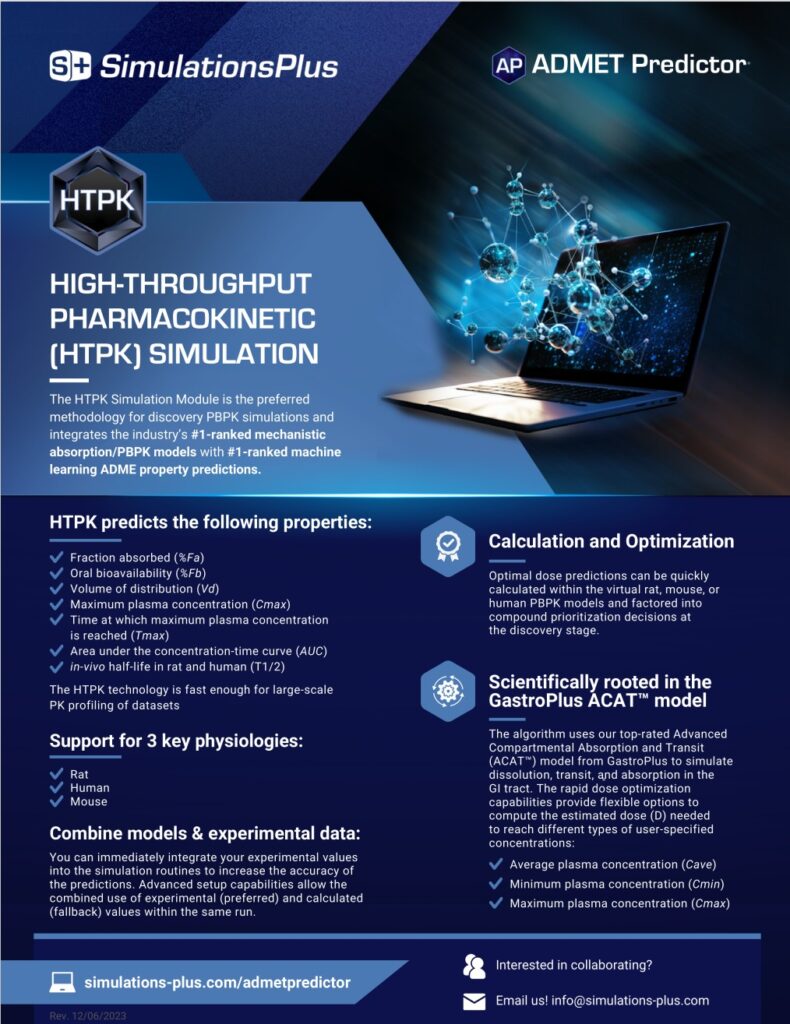 AP High-throughput Pharmacokinetic (HTPK) Simulation Module Flyer - Simulations Plus