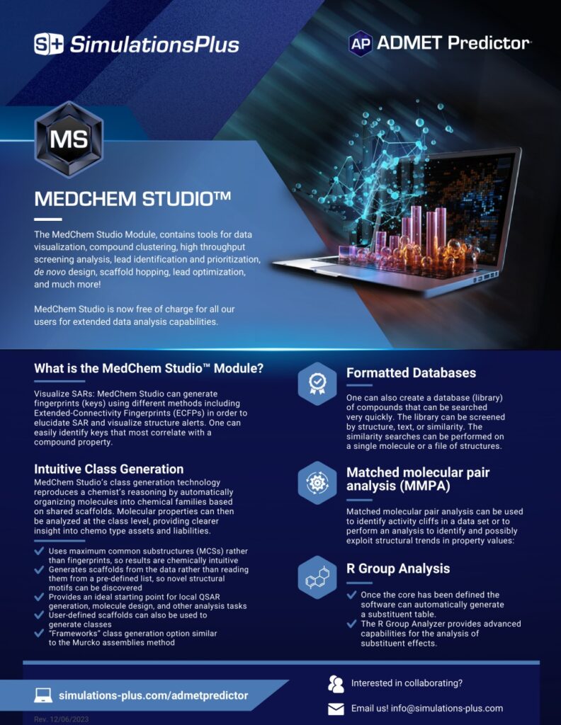 AP MedChem Studio™ Module Flyer - Simulations Plus