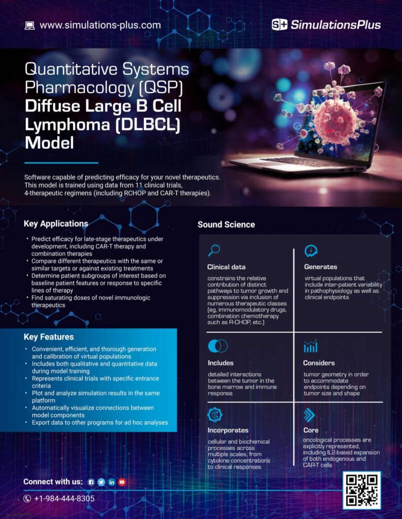 QSP Diffuse Large B Cell Lymphoma (DLBCL) Model Flyer - Simulations Plus
