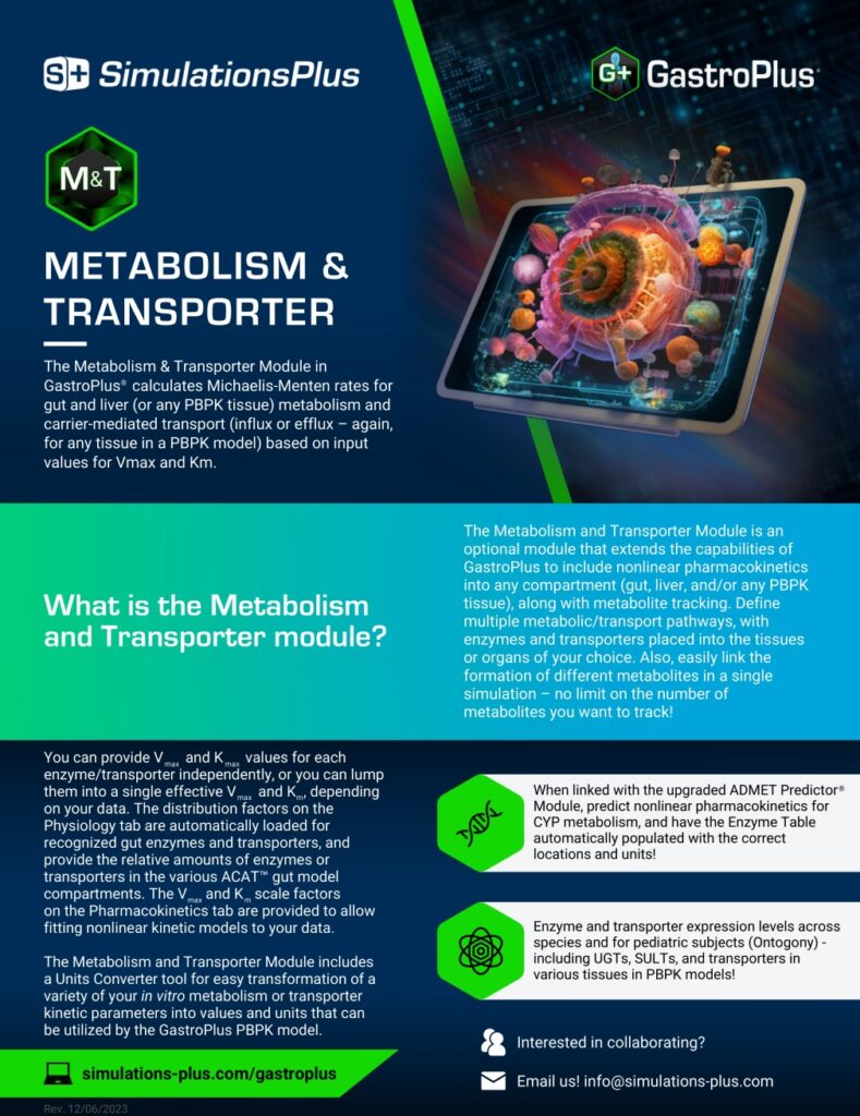 GP Metabolism & Transporter Module Flyer - Simulations Plus