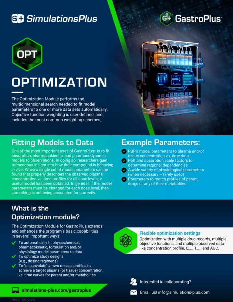 GP Optimization Module Flyer - Simulations Plus